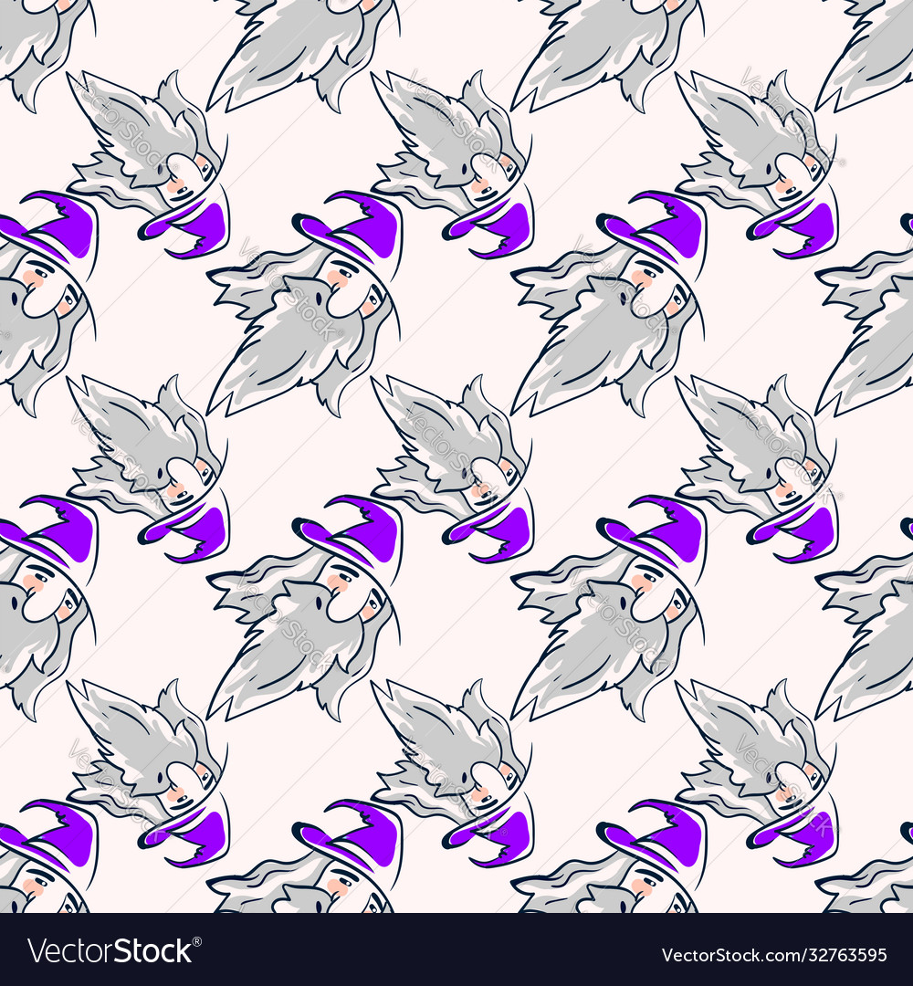 Wizard pattern seamless on white Royalty Free Vector Image