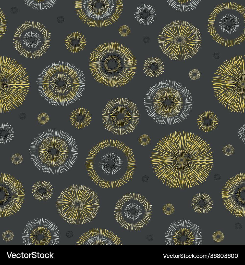 Abstract yellow flowers on a dark background Vector Image