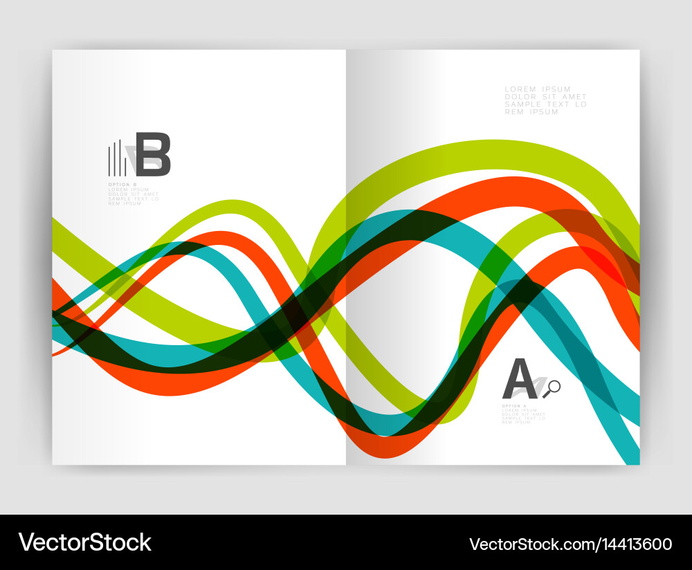 Business brochure flyer template wave and line Vector Image