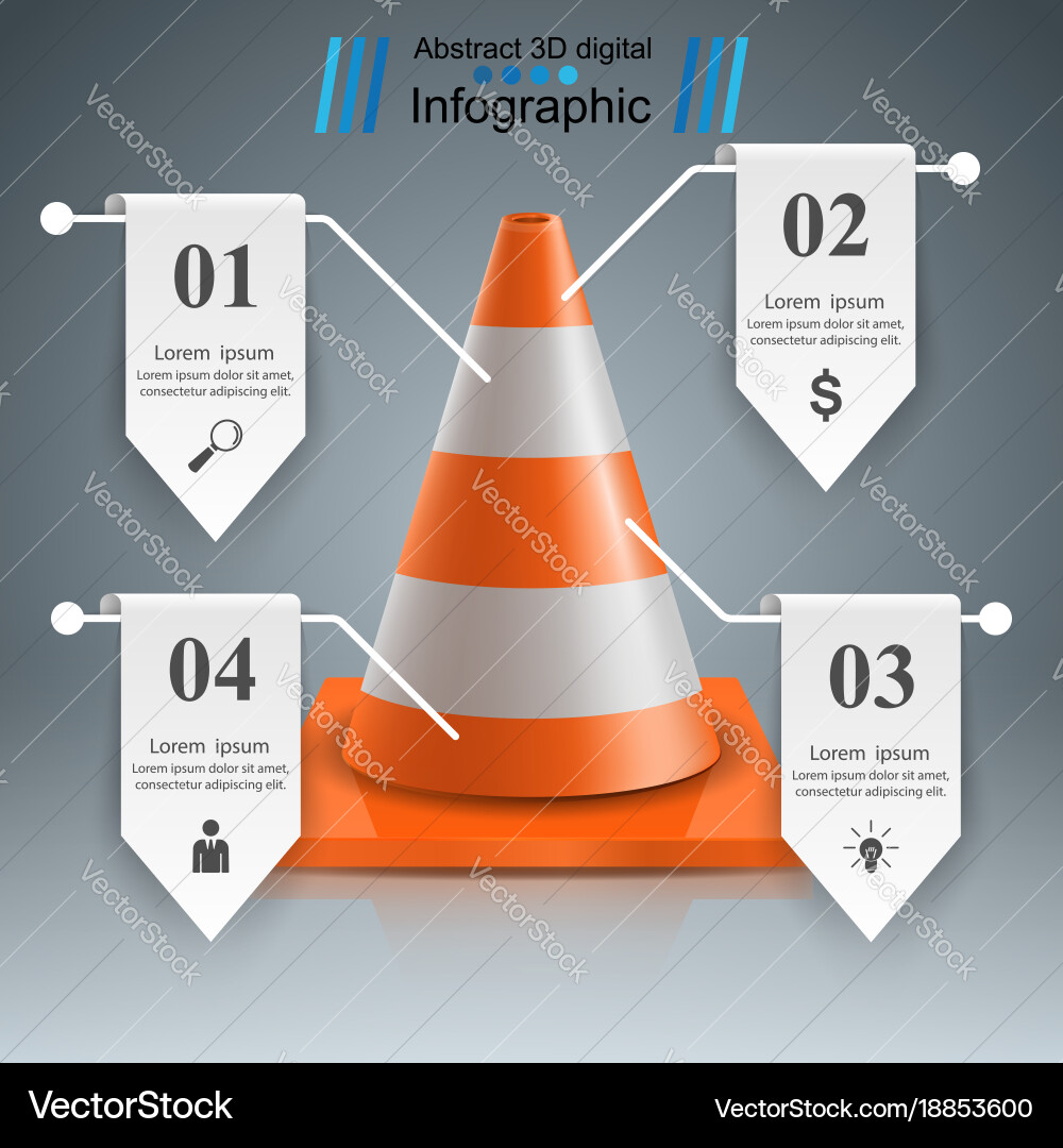 Cone repair road infographic design template Vector Image