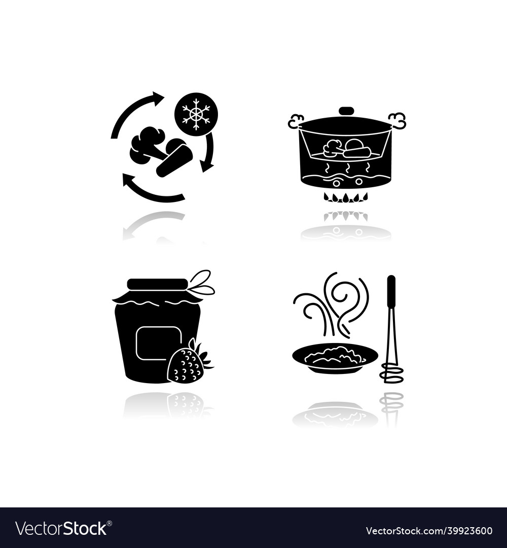 Culinary methods drop shadow black glyph icons Vector Image Culinary methods drop shadow black glyph icons Vector Image