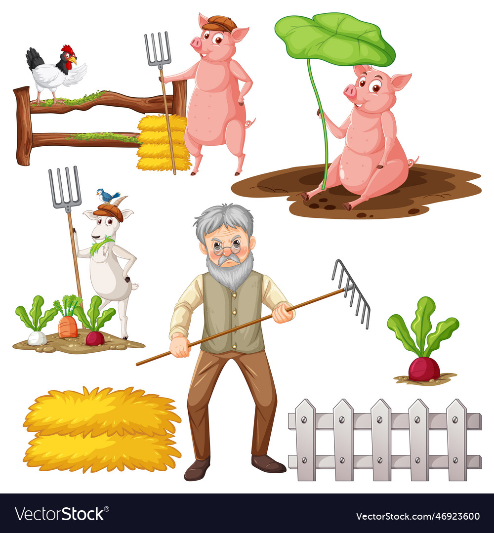Farm objects and elements set Royalty Free Vector Image
