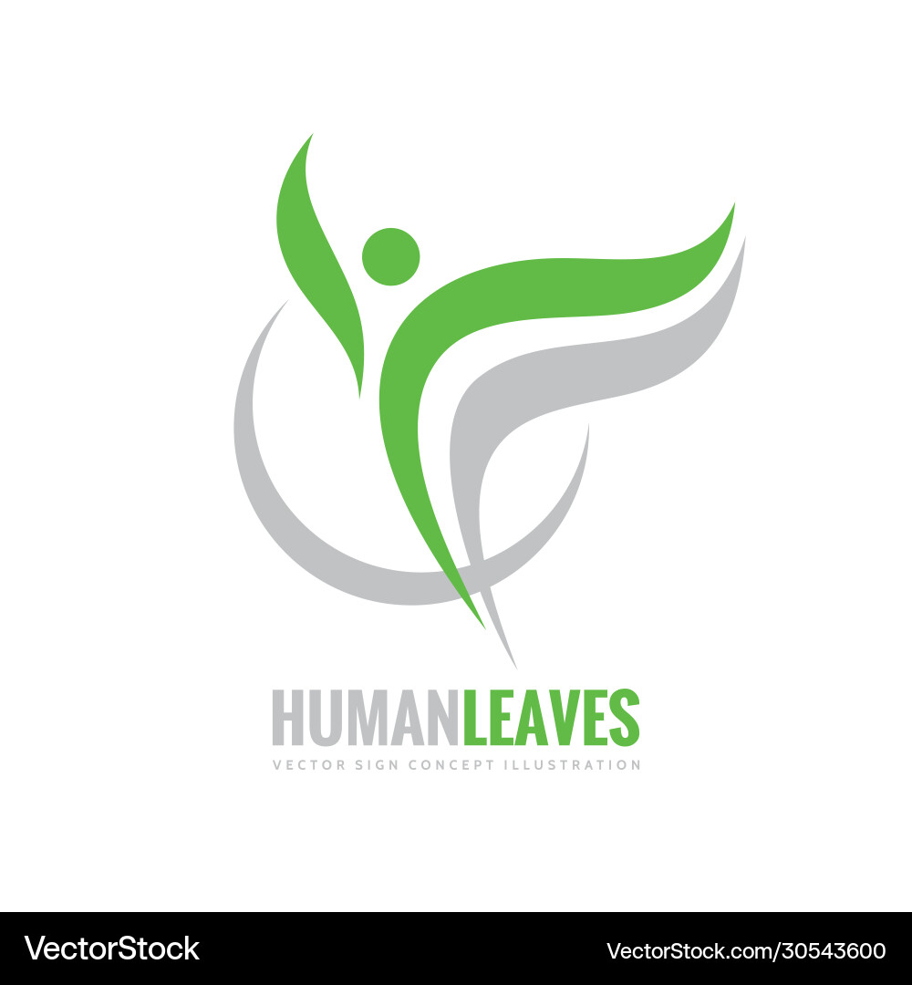 Human character - green leaves - logo Royalty Free Vector