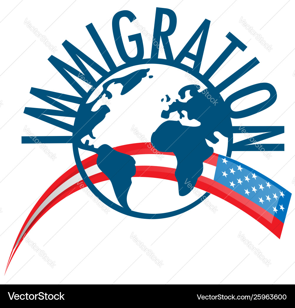 Immigration word concept around world with Vector Image