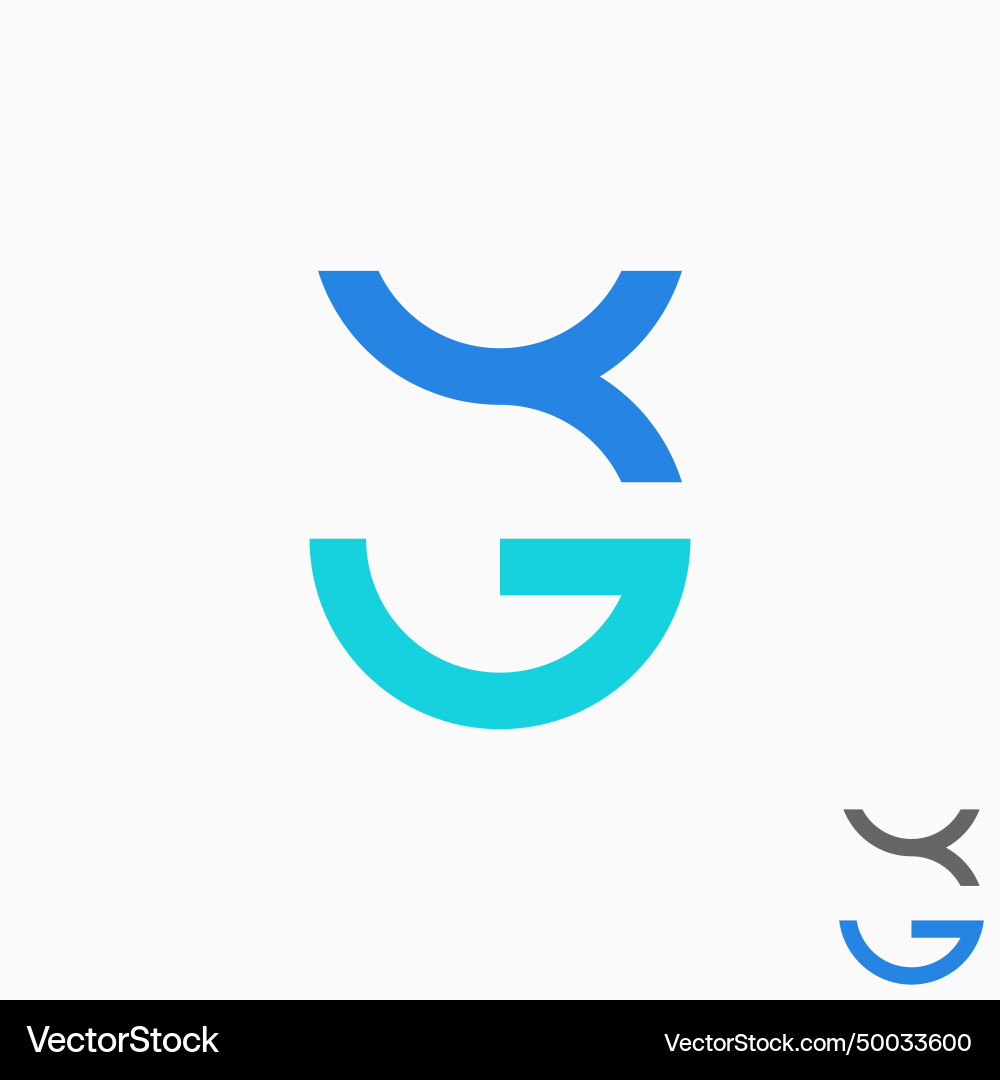Initial letter yg or gy font cut circle connect Vector Image