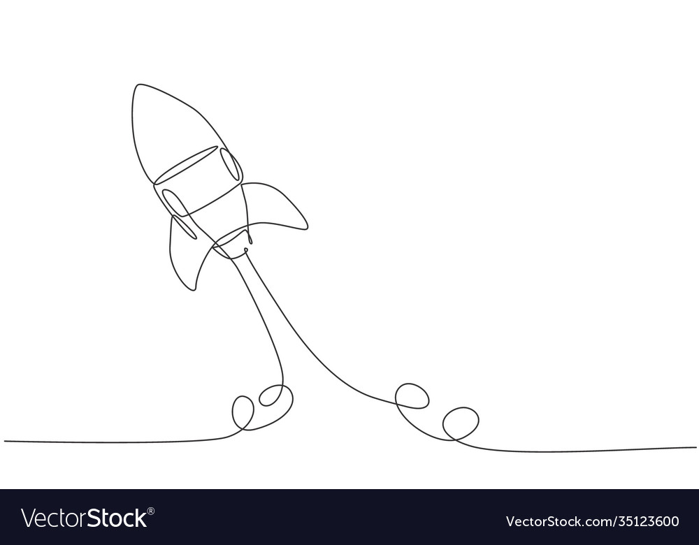 One continuous line drawing simple retro Vector Image