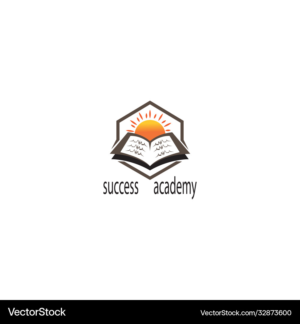 School academy logos book sun colors template Vector Image
