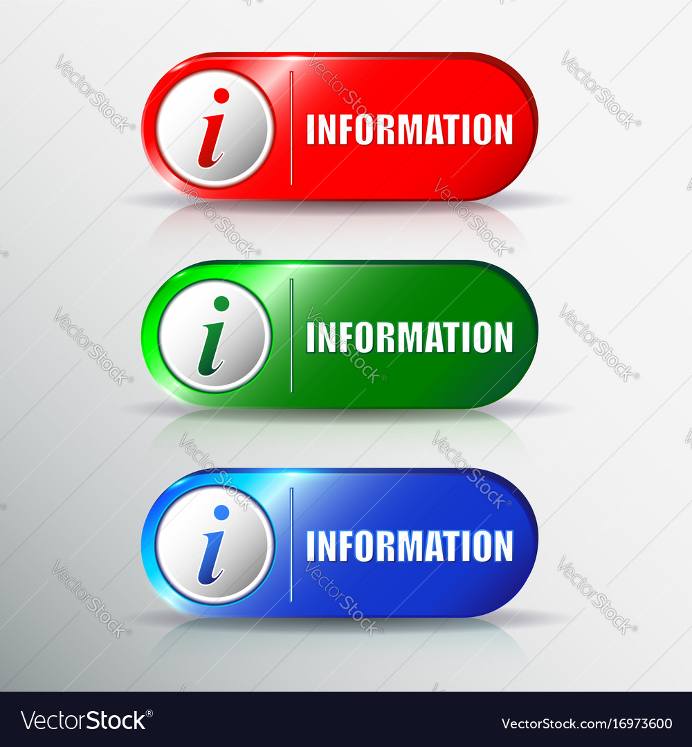 Set of different information buttons for design Vector Image