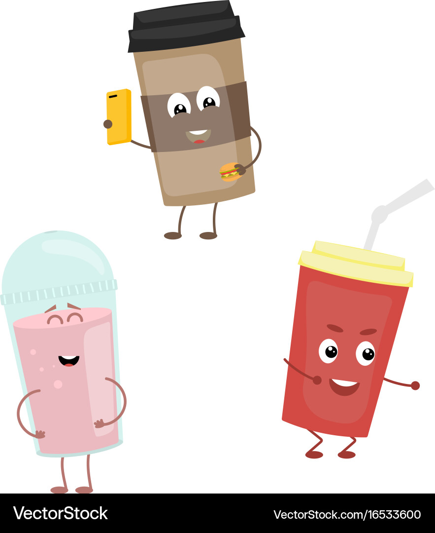Set of funny characters from drink Royalty Free Vector Image