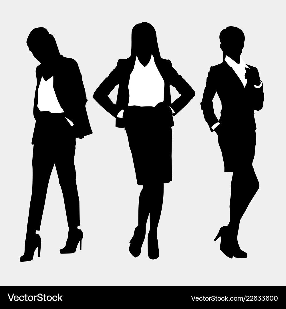Set with three women on a gray background Vector Image