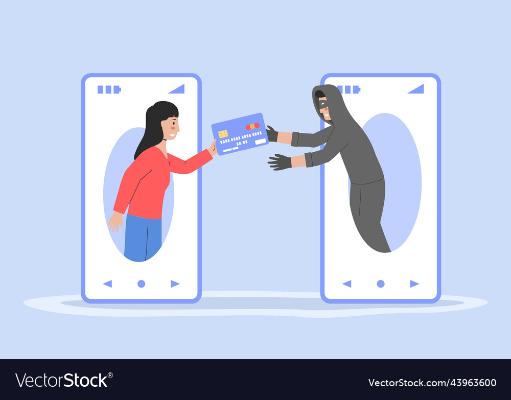 Transaction Security Cyber Crime Hacker Attack Vector Image