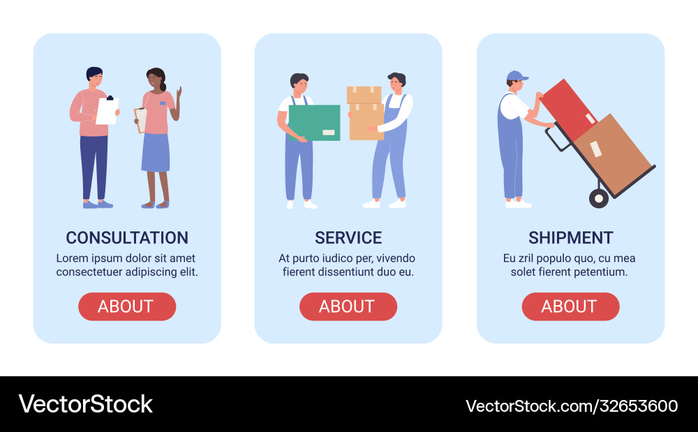 Warehouse workers banner set Royalty Free Vector Image