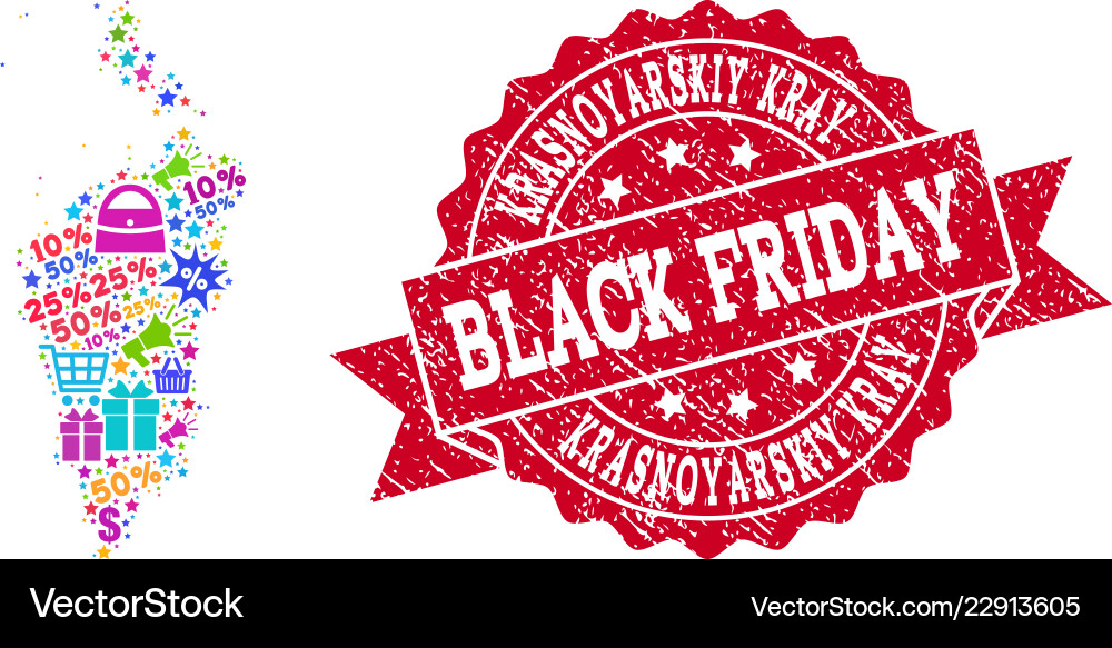 Black friday composition of mosaic map Royalty Free Vector