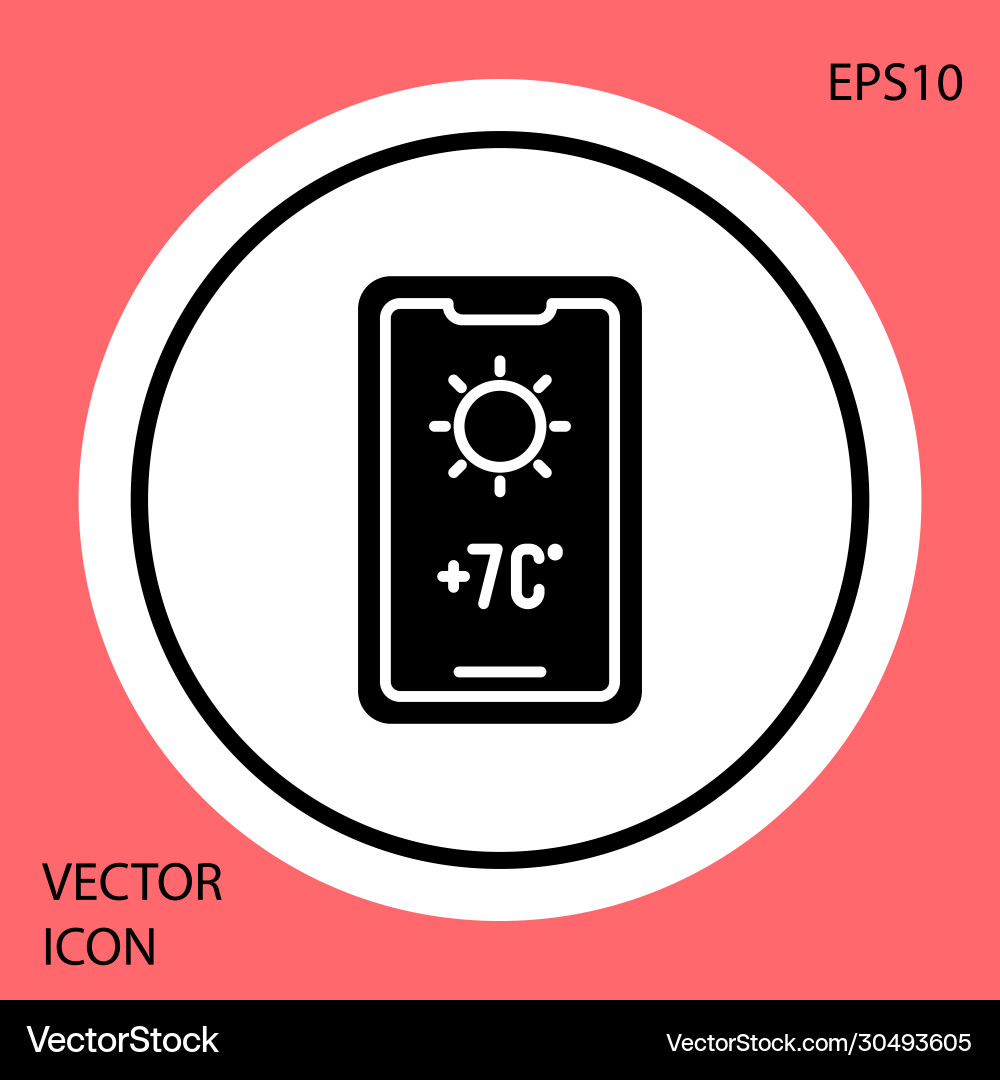 Black weather forecast icon isolated on red Vector Image