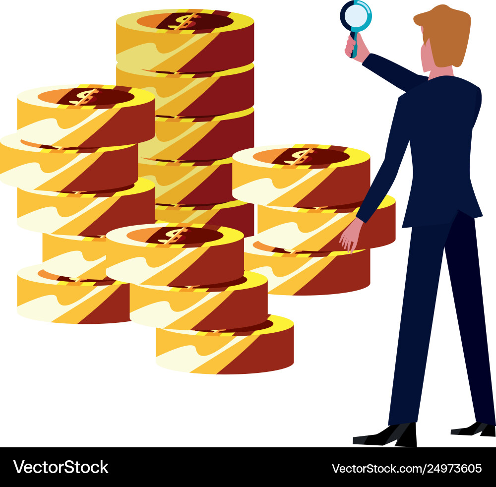 Businessman with magnifier Royalty Free Vector Image