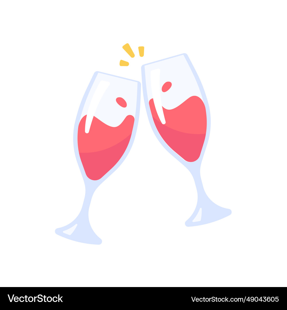 Champagne glasses alcoholic drinks for birthday Vector Image