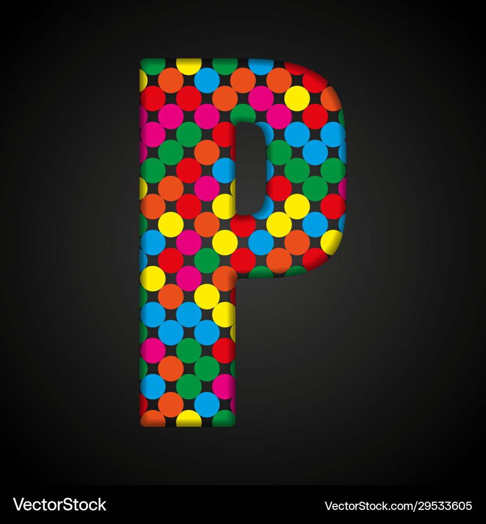 Colorful glitter sequins dots letter - p Vector Image