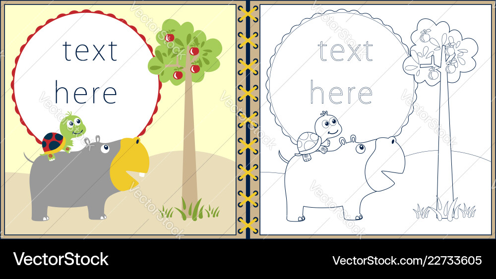 Coloring book or page with funny animals Vector Image