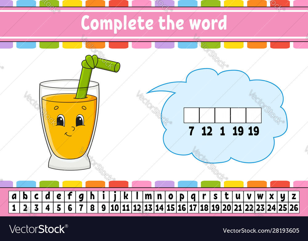 Complete words cipher code learning Royalty Free Vector Complete words cipher code learning Royalty Free Vector