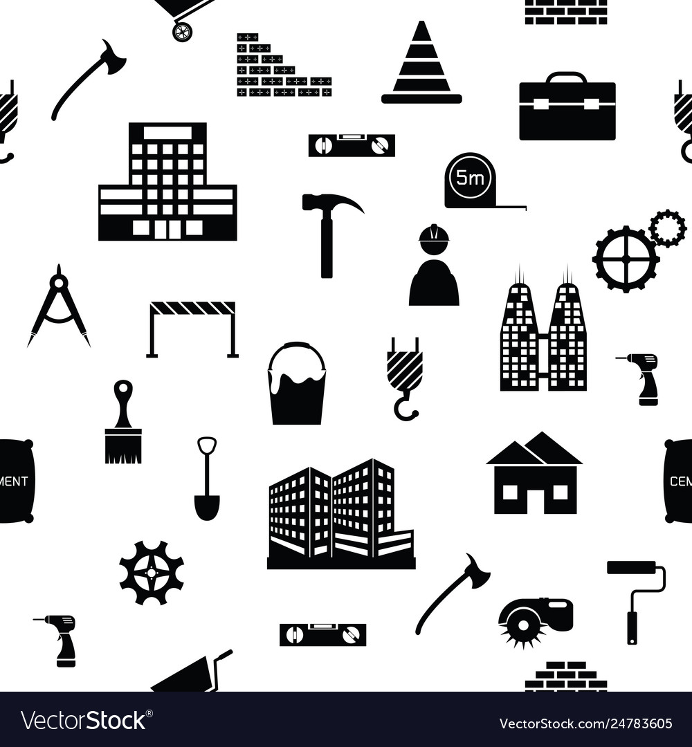 Construction seamless pattern background icon Vector Image