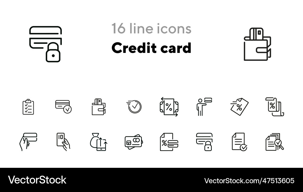 Credit card line icon set Royalty Free Vector Image