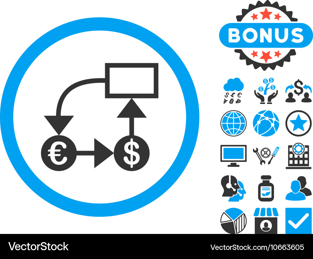 Currency flow chart flat icon with bonus Vector Image