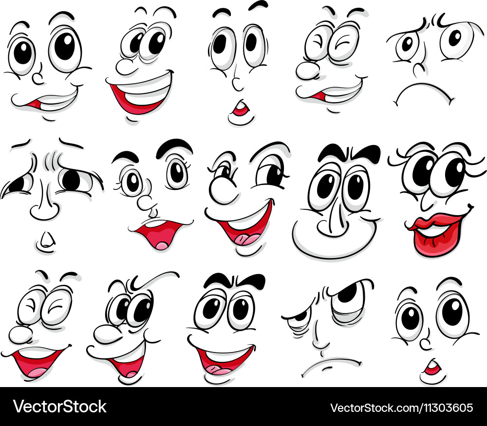 Different facial expressions on white background Vector Image