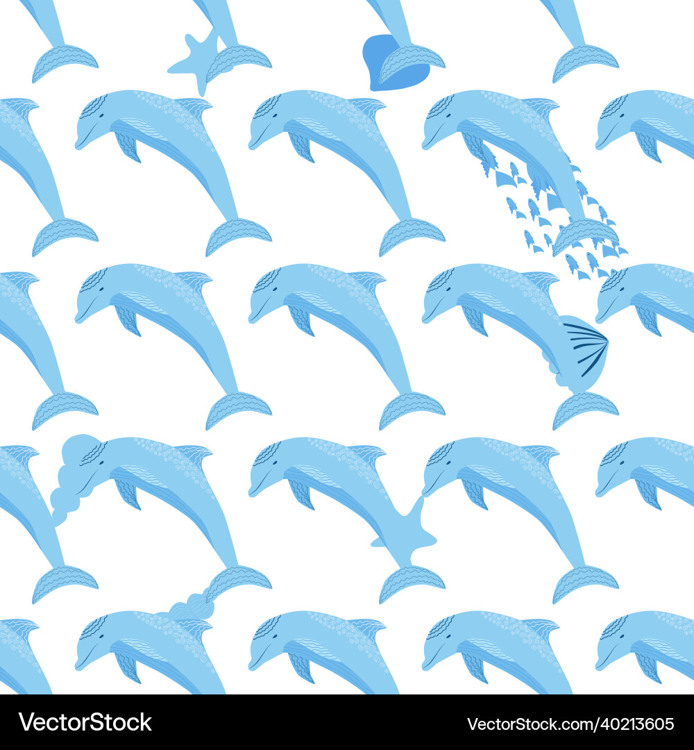 Dolphin sea inhabitants seamless pattern Vector Image