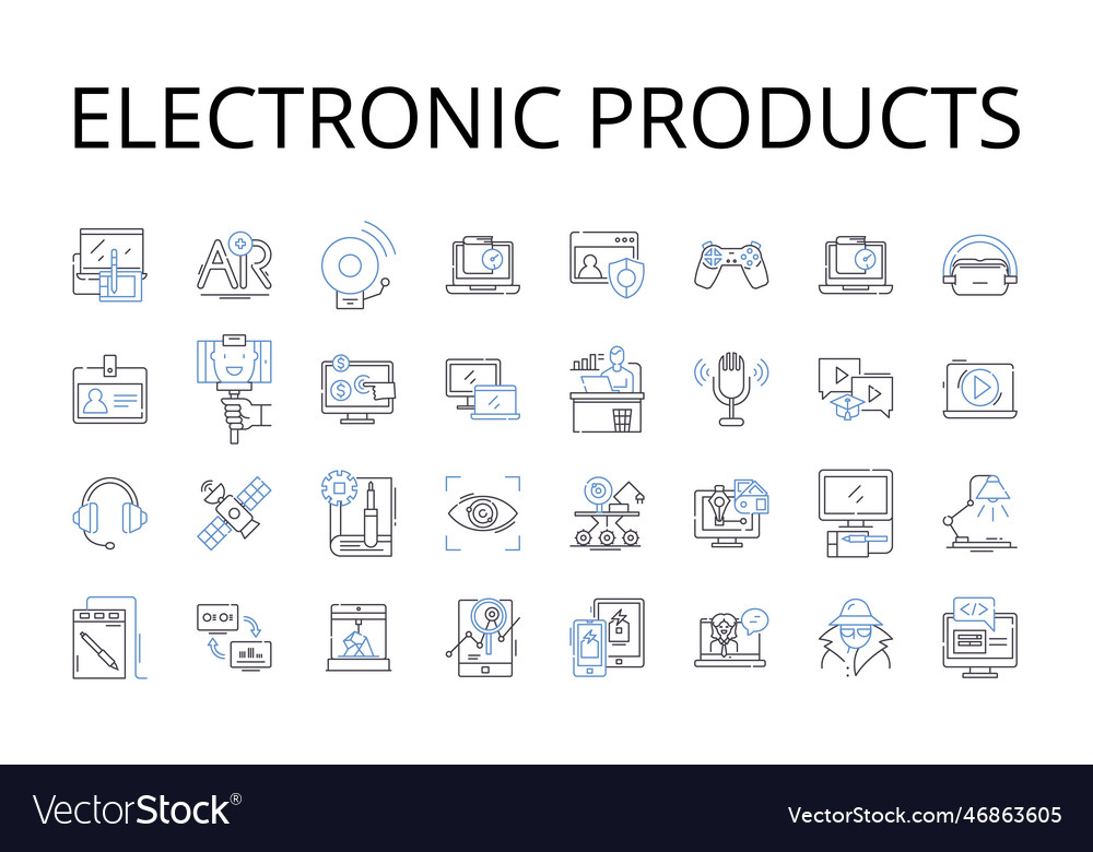 Electronic products line icons collection digital Vector Image Electronic products line icons collection digital Vector Image