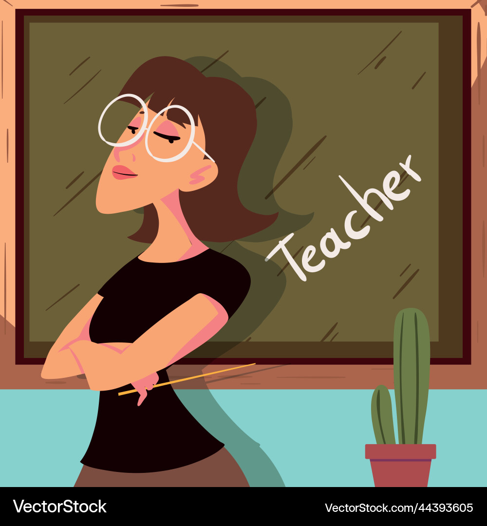 Female teacher and chalkboard Royalty Free Vector Image