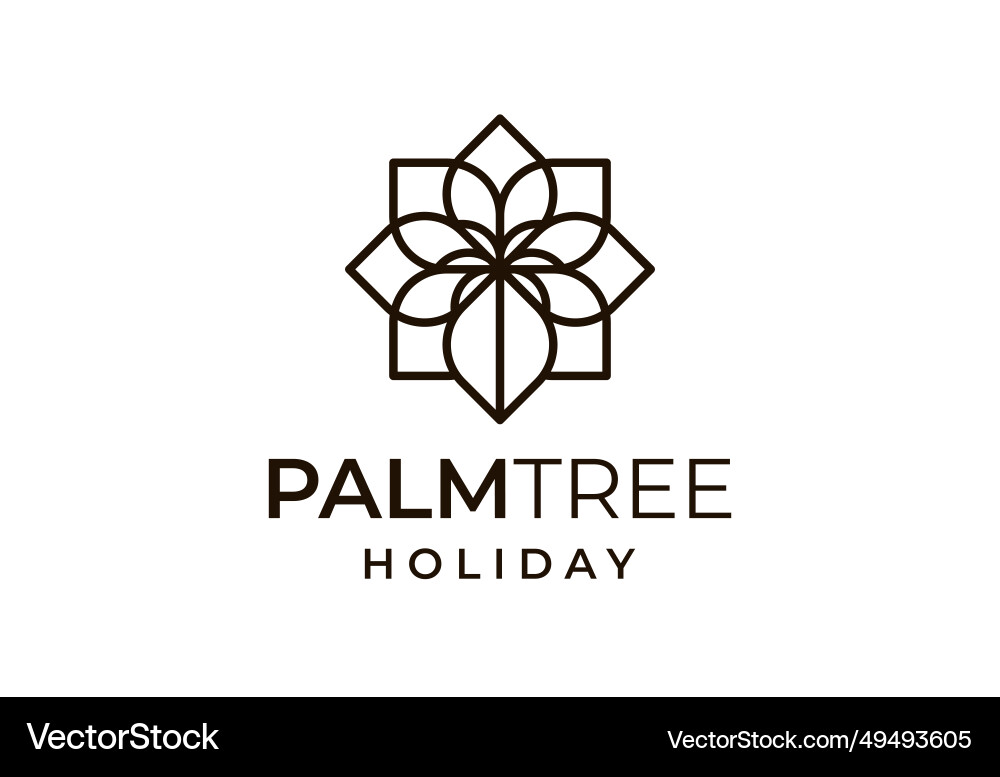Flower blossom palm tree paradise logo Royalty Free Vector
