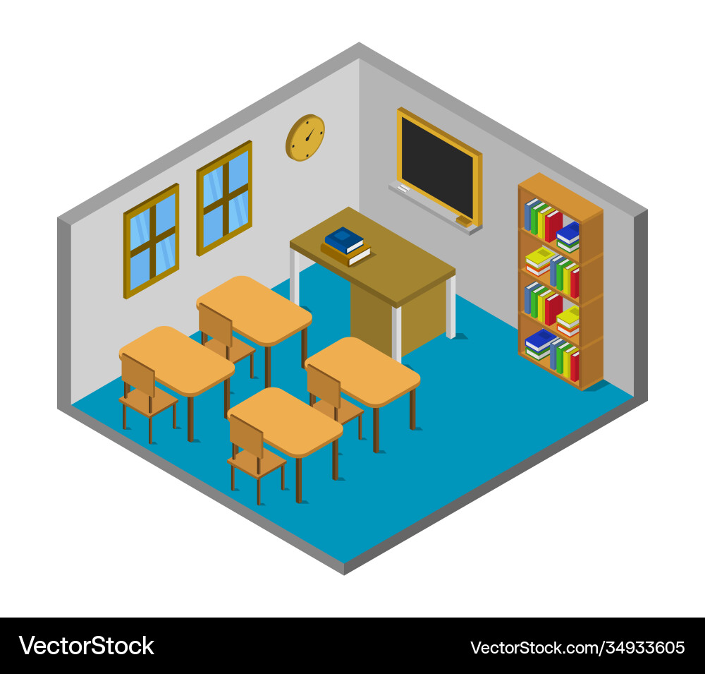 Isometric school room in on white background Vector Image