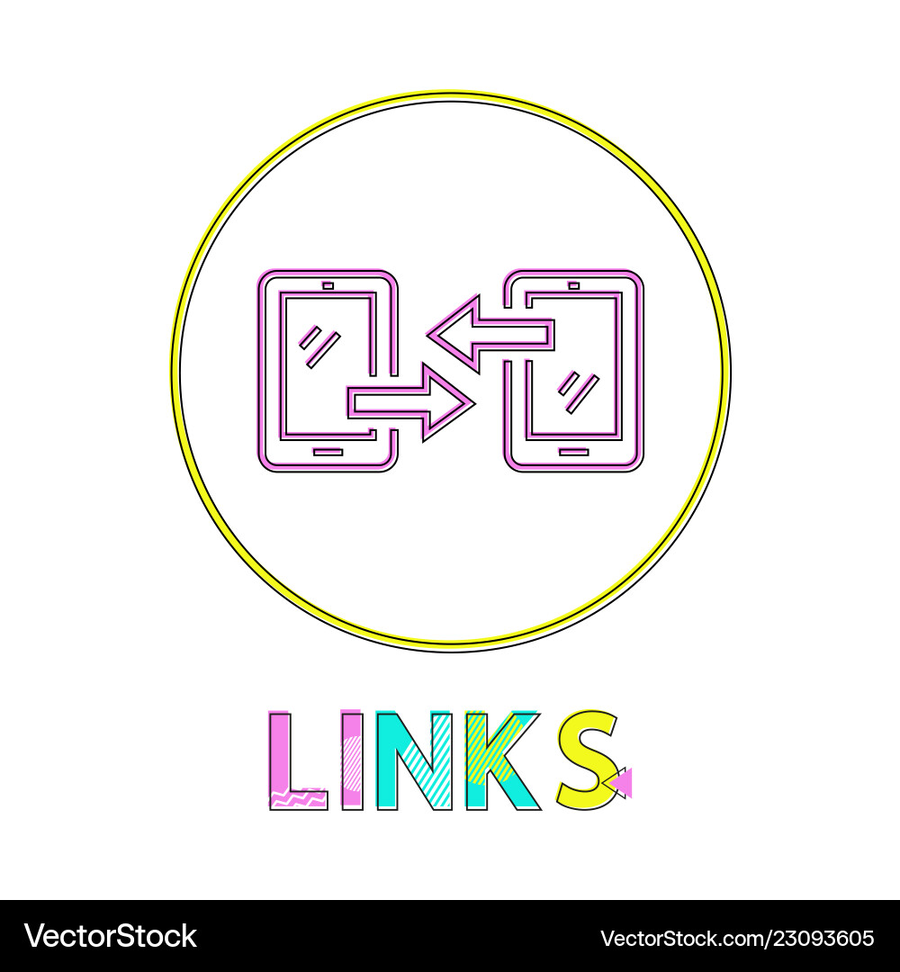 Links linear icon with devices that set connection