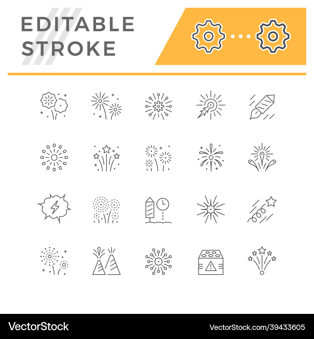Set line icons of firework Royalty Free Vector Image