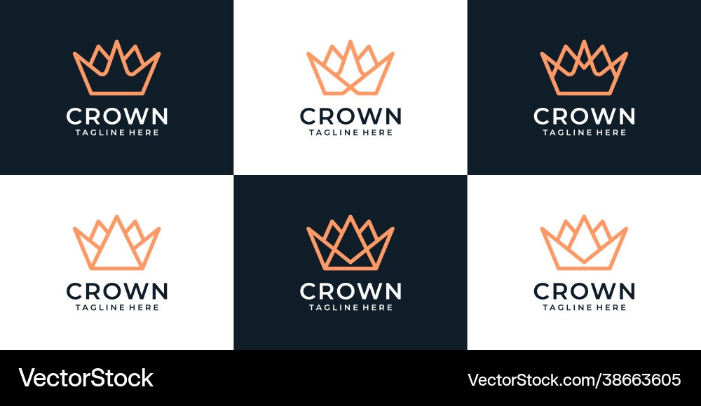 Set monogram luxury royal elegant crown logo Vector Image
