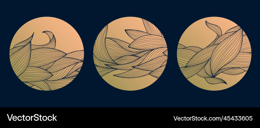 Set of abstract circle elegant linear logos Vector Image