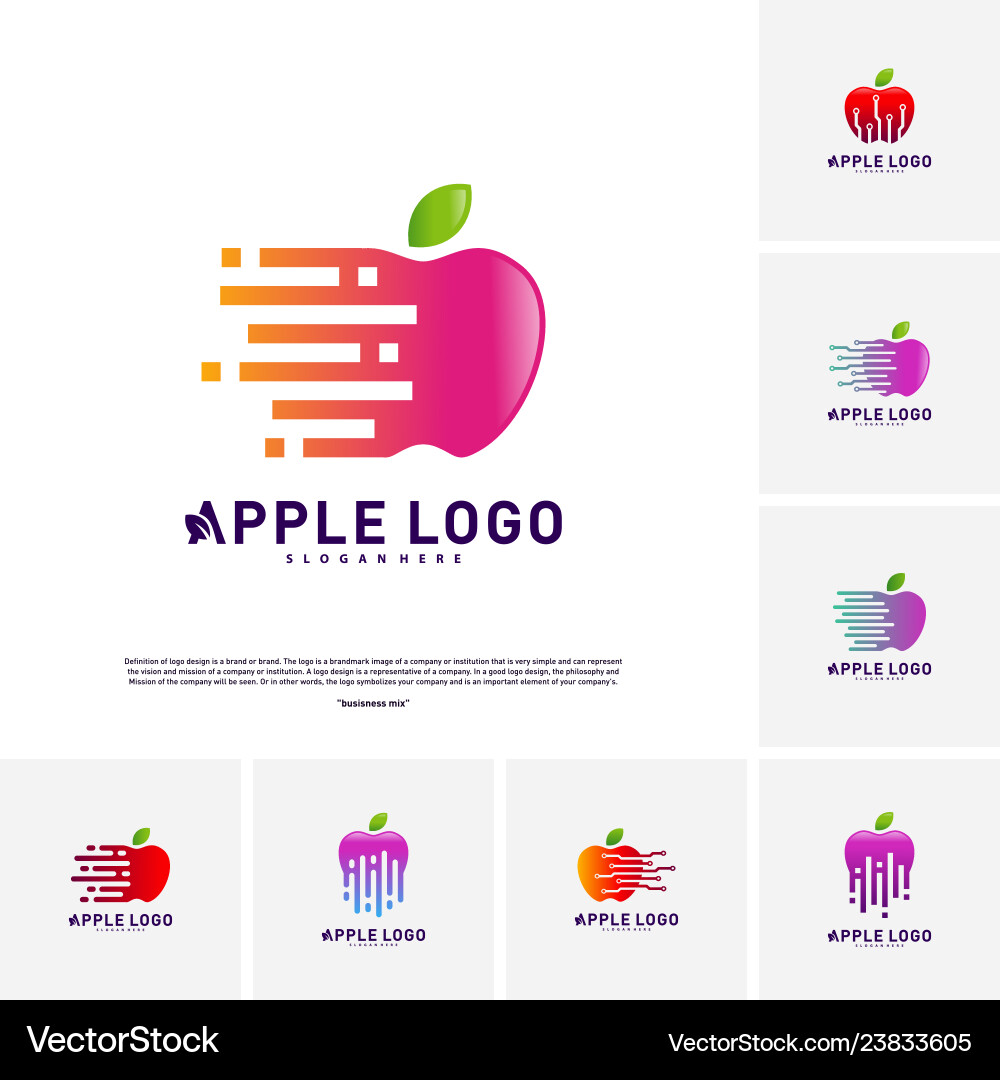 Set of tech apple logo concept fast apple Vector Image