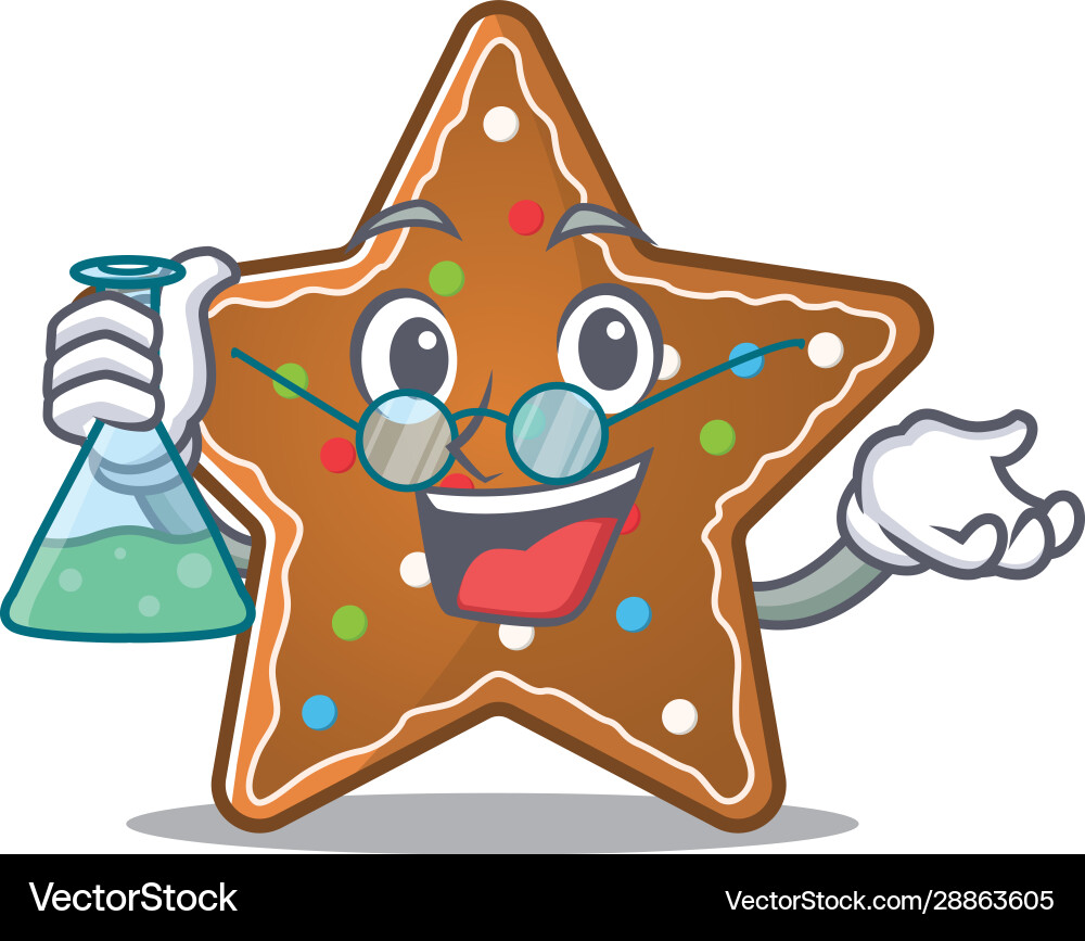 Smart professor gingerbread star cartoon character