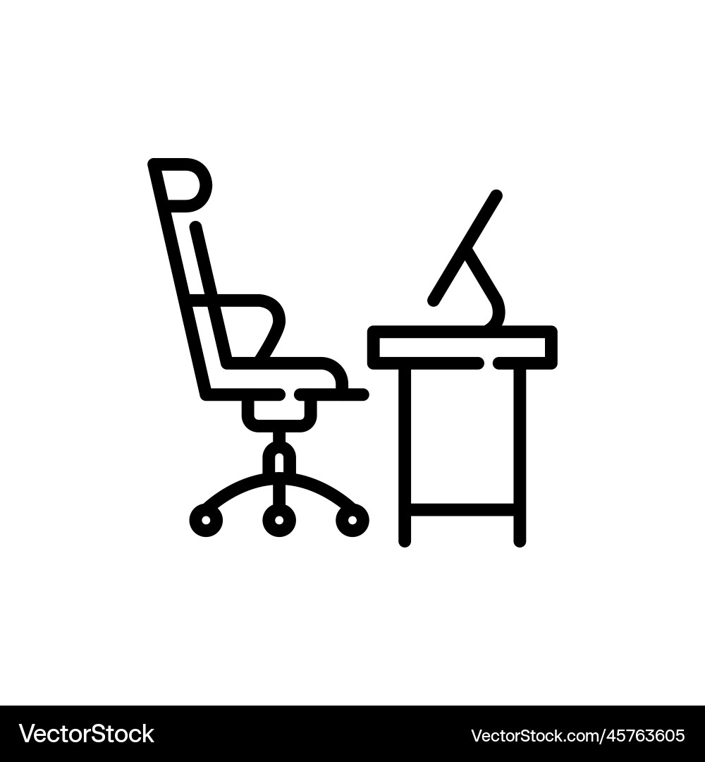 Swivel computer chair and desk with desktop Vector Image