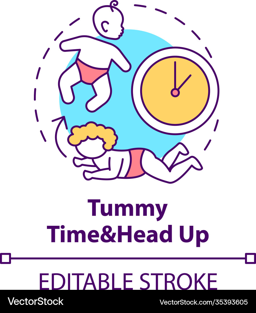 Tummy time and head up concept icon Royalty Free Vector