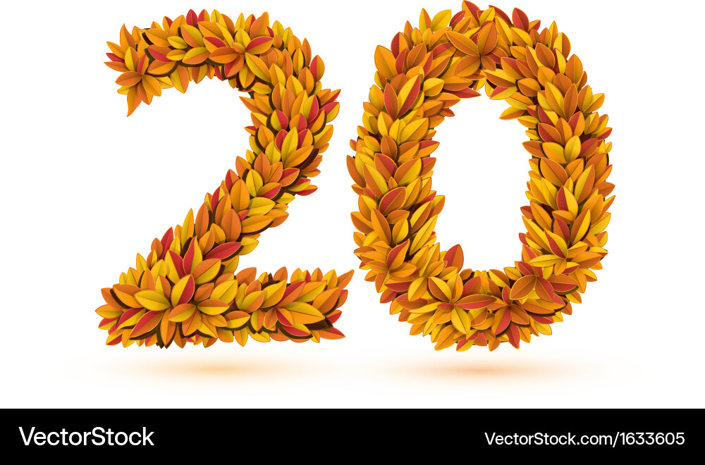 Twenty 20 number autumn fall bright orange Vector Image