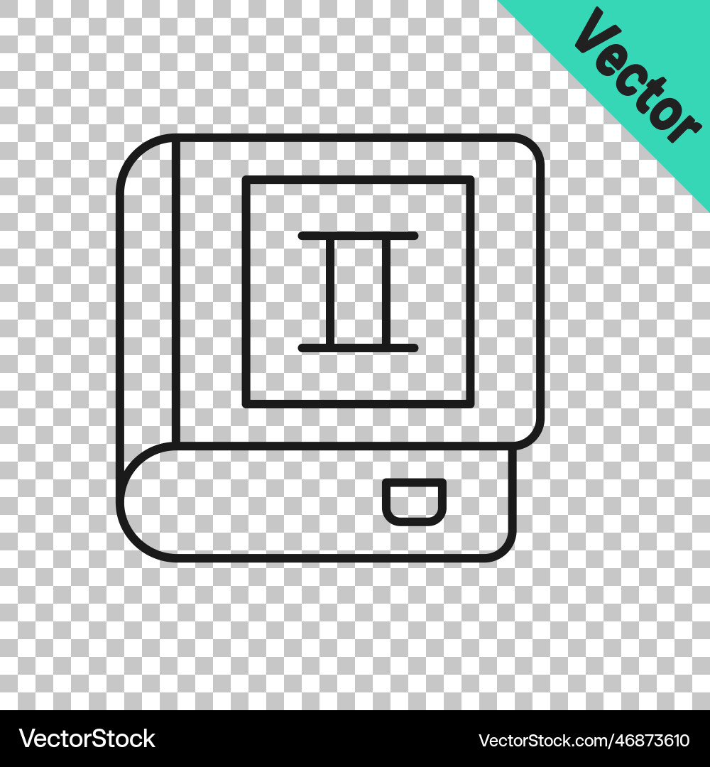 Black line book icon isolated on transparent Vector Image