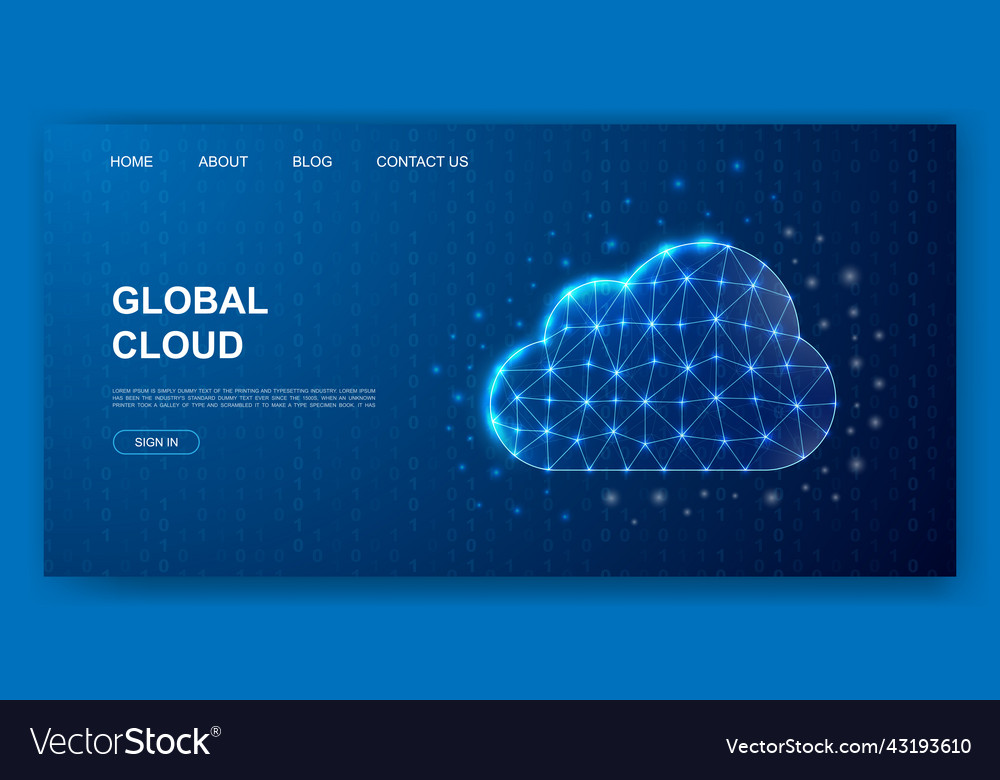 Cloud 3d polygonal website template database Vector Image