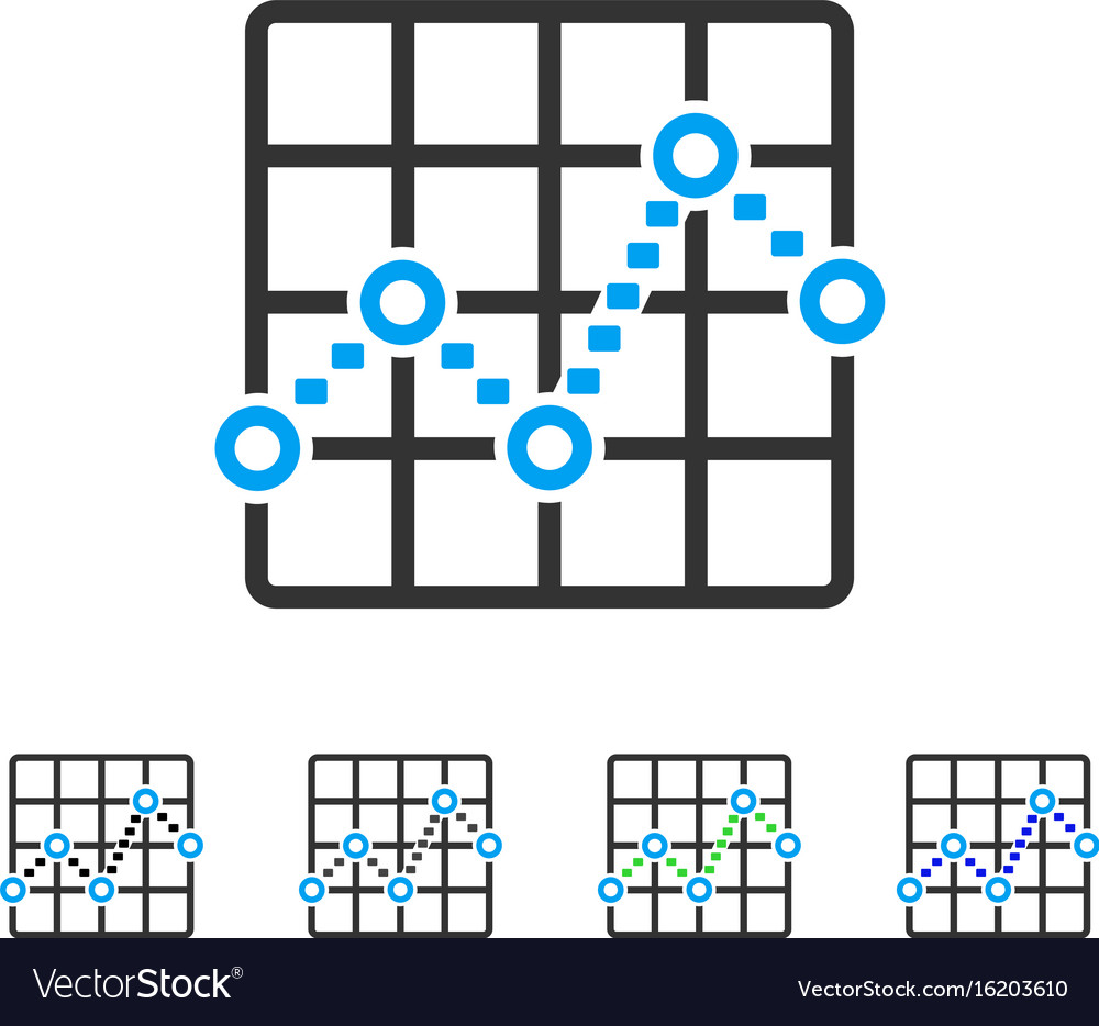 Dotted line grid plot flat icon Royalty Free Vector Image