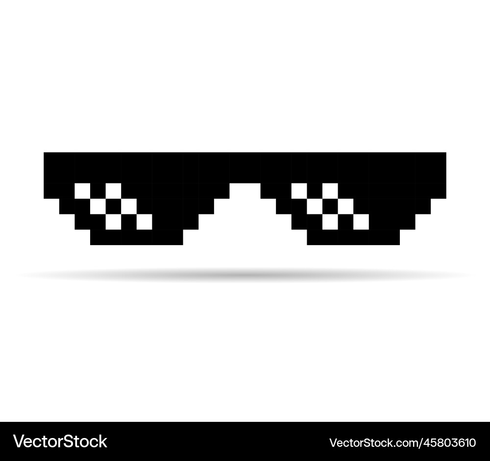 Fun retro pixel sun glass icon shadow life style Vector Image