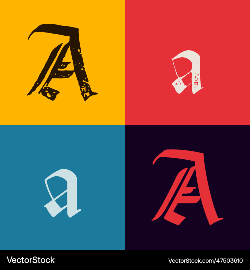 Gothic style letter a logo calligraphy uppercase Vector Image