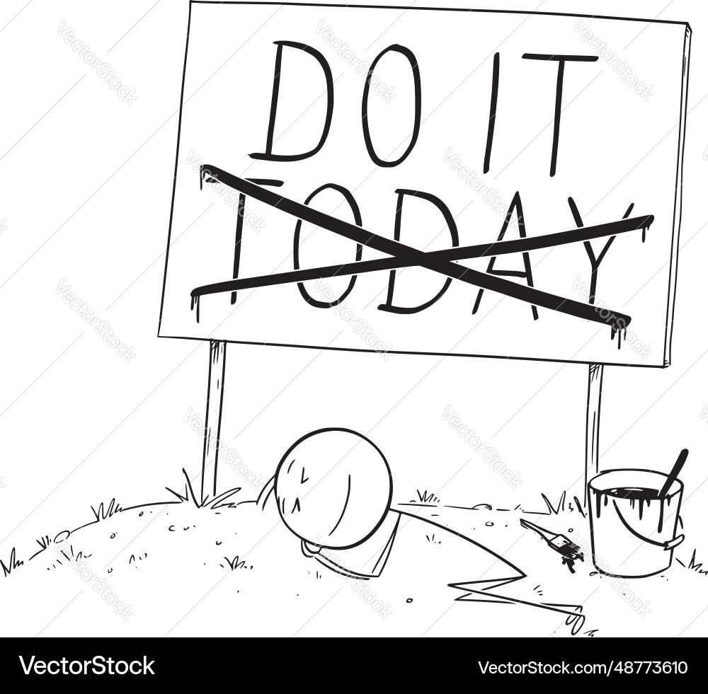 Person is sleeping and procrastinating cartoon Vector Image