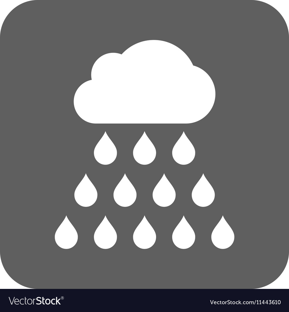 Rain cloud flat squared icon Royalty Free Vector Image