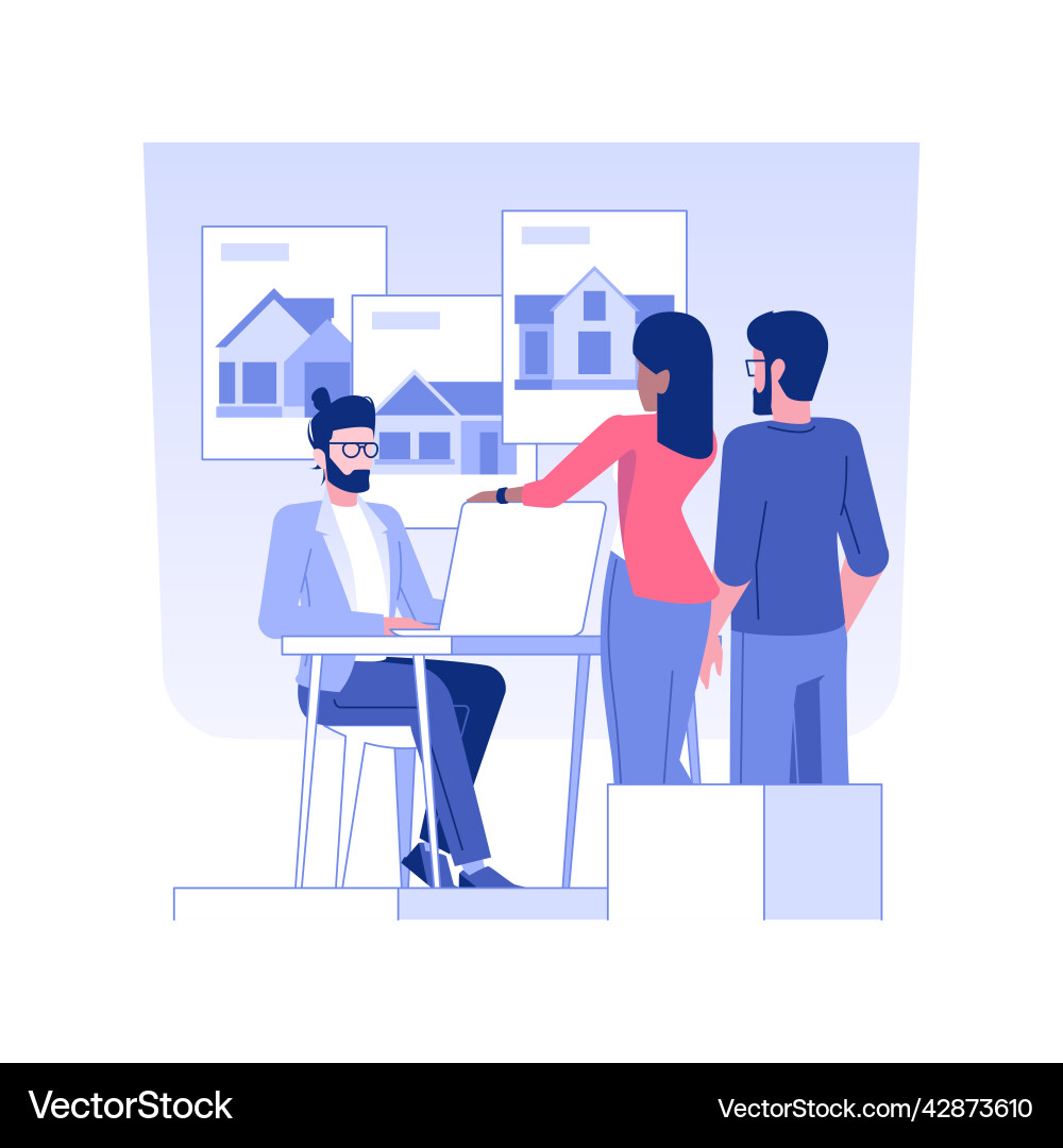 Real estate agent consulting clients isolated Vector Image