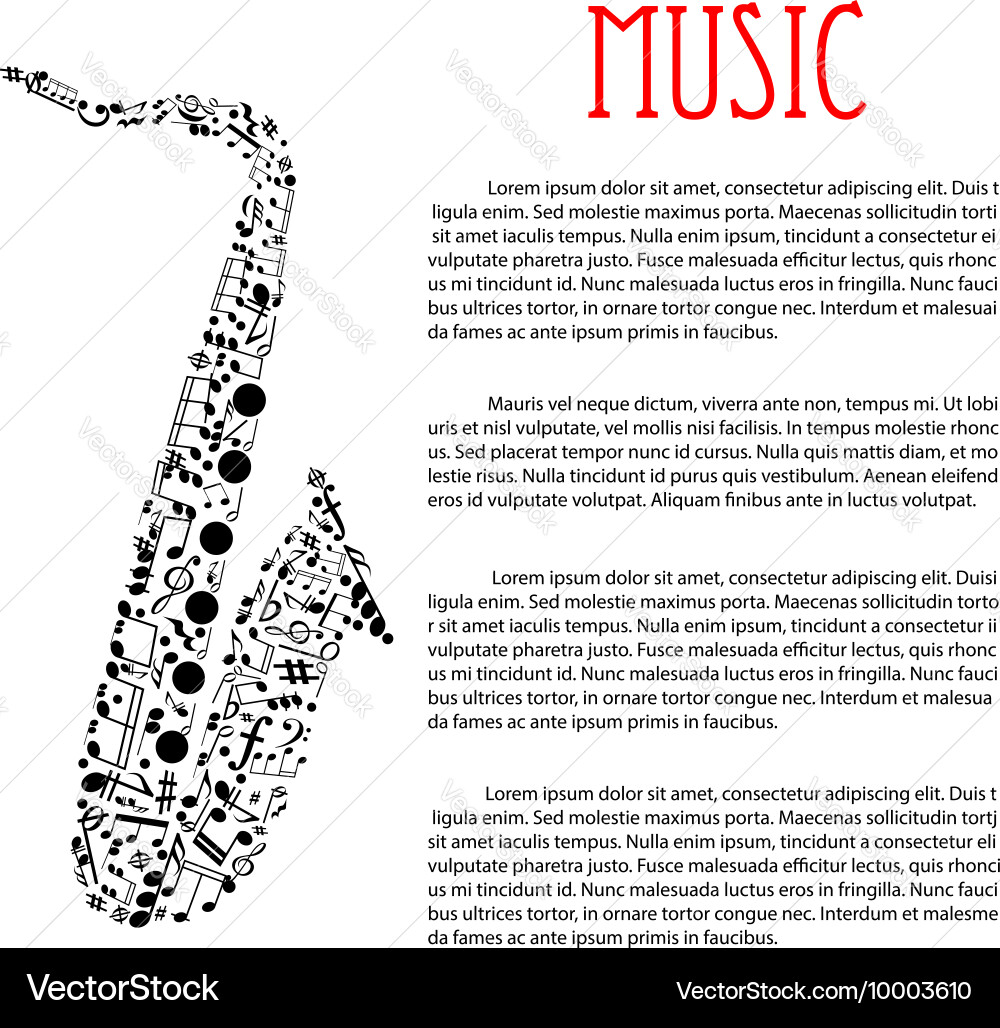 Saxophone made up of musical notes Royalty Free Vector Image